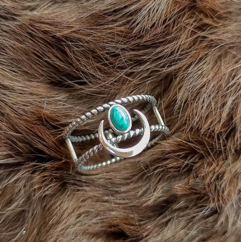 Kaylee™ Vintage Lunar Turquoise Silver Ring – aussie-wear